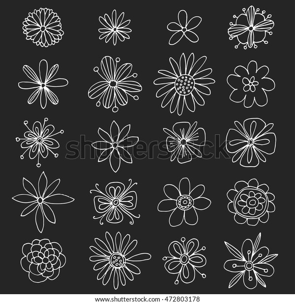 Vector Set Doodle Flower Icons: เวกเตอร์สต็อก (ปลอดค่าลิขสิทธิ์ ...