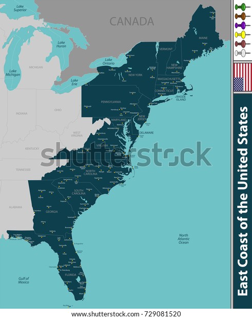 3,133 imágenes de East coast map - Imágenes, fotos y vectores de stock ...