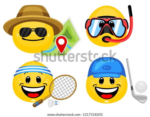 Vector Set Emoticons Summer Sport Outfits Stock Vector (Royalty Free ...