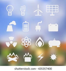 Vector Set Energetics Icons On White Stock Vector (Royalty Free ...