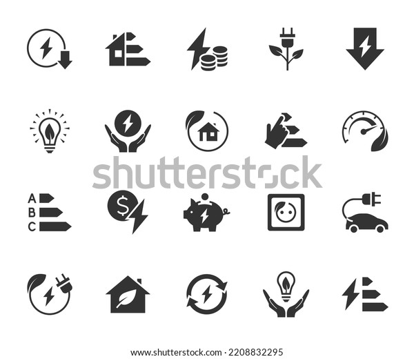 Vector Set Energy Saving Flat Icons Stock Vector (Royalty Free ...