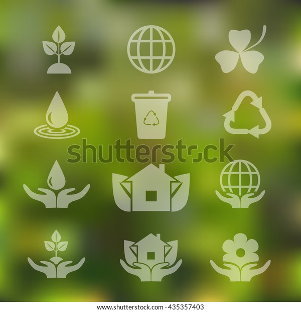 Vector Set Environmental Symbols On Background Stock Vector (Royalty ...