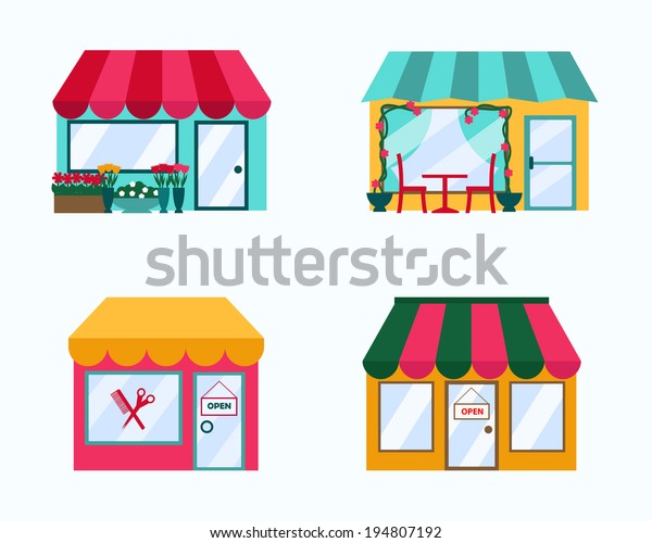 Vector Set Exterior Buildings Shop City Stock Vector (Royalty Free ...
