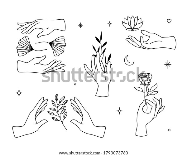 Vector Set Female Hand Logos Icons Stock Vector (Royalty Free ...