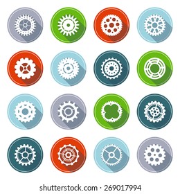 Vector Set Flat Gear Icons Long Stock Vector (Royalty Free) 269017994 ...