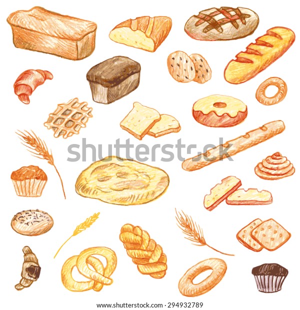 Vector Set Food Drawing By Color Stock Vector (Royalty Free) 294932789 ...