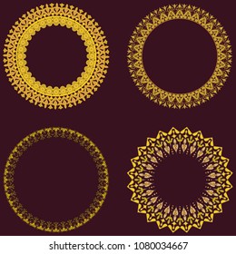 Vector Set Four Golden Round Frames Stock Vector (Royalty Free ...