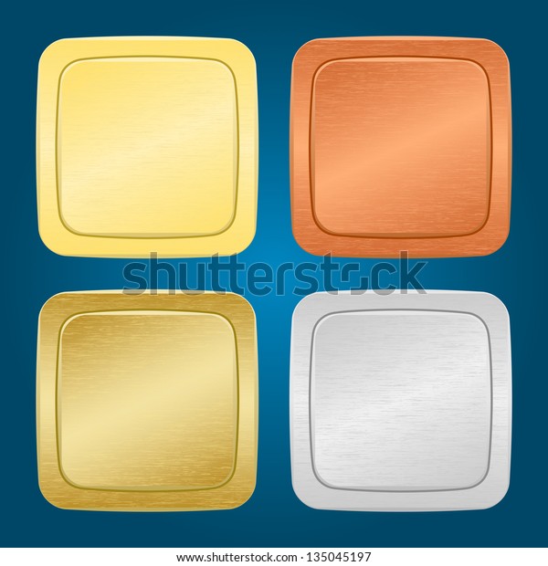 Vector Set Four Miscellaneous Metallic Buttons Stock Vector (Royalty ...