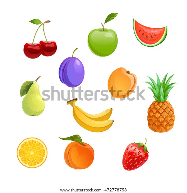 Vector Set Fruit Icons Color Illustration 库存矢量图（免版税）472778758