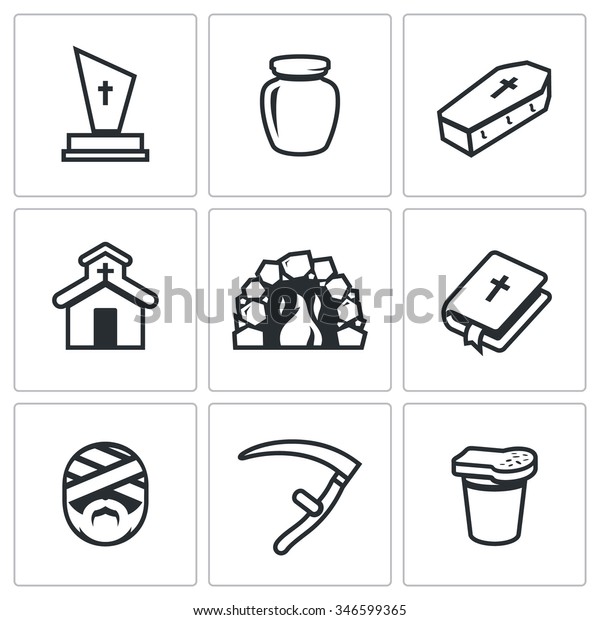 Vector Set Funeral Icons Burial Cremation Stock Vector (Royalty Free ...