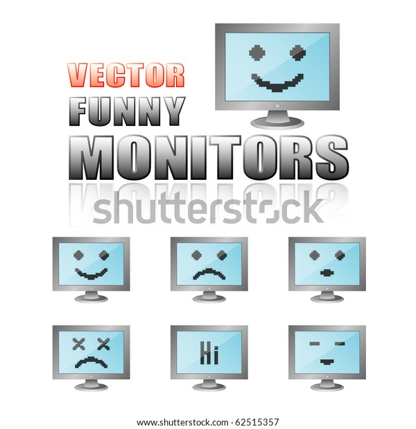 Vector Set Funny Cartoon Monitors: vector de stock (libre de regalías ...