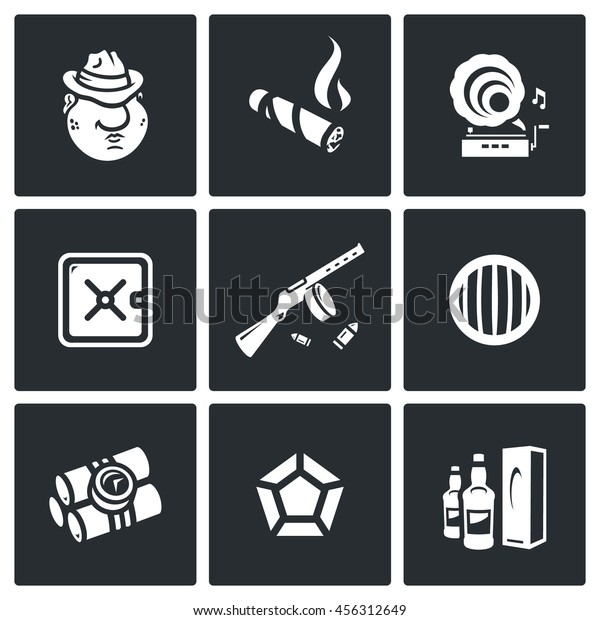 Vector Set Gangster Icons Mafia Tobacco Stock Vector (Royalty Free ...