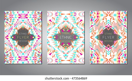 Aztec Style Colorful Vertical Flyer Set Stock Vector (Royalty Free ...