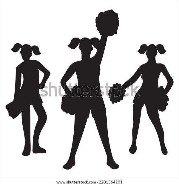 Vector Set Girl Cheerleader Silhouettes Illustration Stock Vector ...