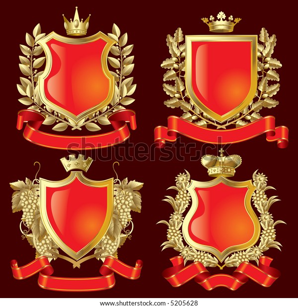 Vector Set Gold Heraldic Symbols Stock Vector (Royalty Free) 5205628