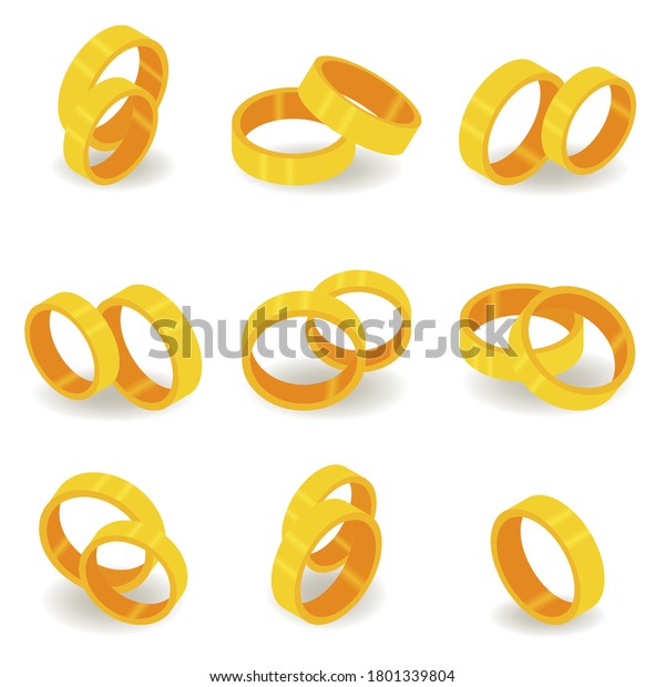 Vector Set Gold Rings Realistic Style Stock Vector (Royalty Free ...