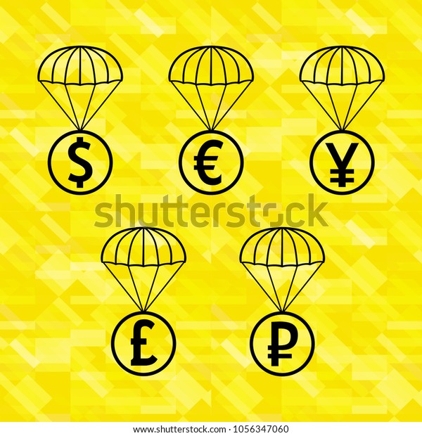 Vector Set Golden Parachutes Icons Five Stock Vector (Royalty Free ...