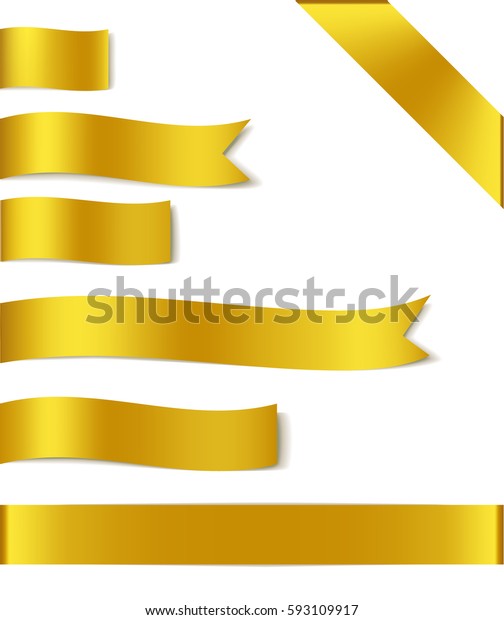 Vector Set Golden Ribbon Banners Yellow Stock Vector (Royalty Free ...