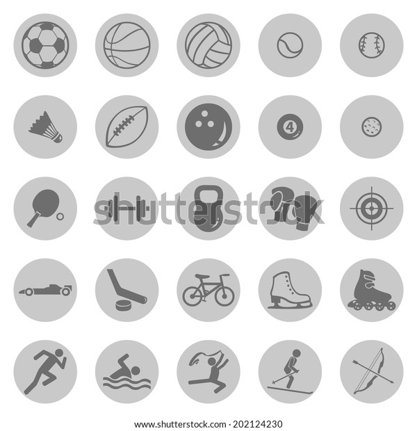 Vector Set Gray Circle Sport Icons Stock Vector (Royalty Free ...