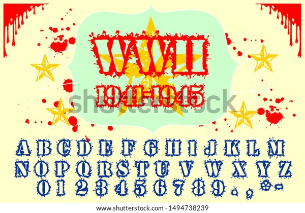 Vector Set Grunge Alphabet Letters Numbers Stock Vector (Royalty Free ...