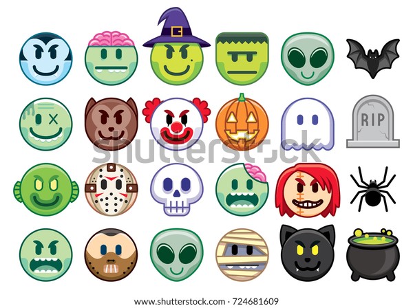 Vector Set Halloween Emojis Isolated On Stock Vector (Royalty Free ...