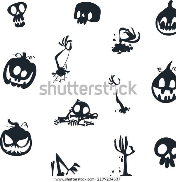 Vector Set Halloween Illustration Background Postcard Stock Vector ...