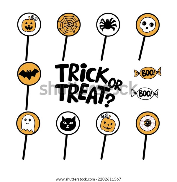 Vector Set Halloween Lollipops Drawings Symbols Stock Vector (Royalty ...