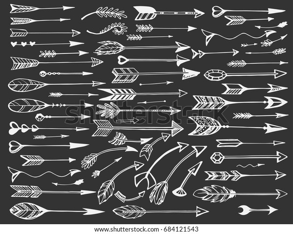 Vector Set Hand Draw Vintage Arrows Stock Vector (Royalty Free ...