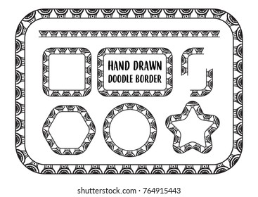 Vector Set Hand Drawn Doodle Border Stock Vector (Royalty Free ...