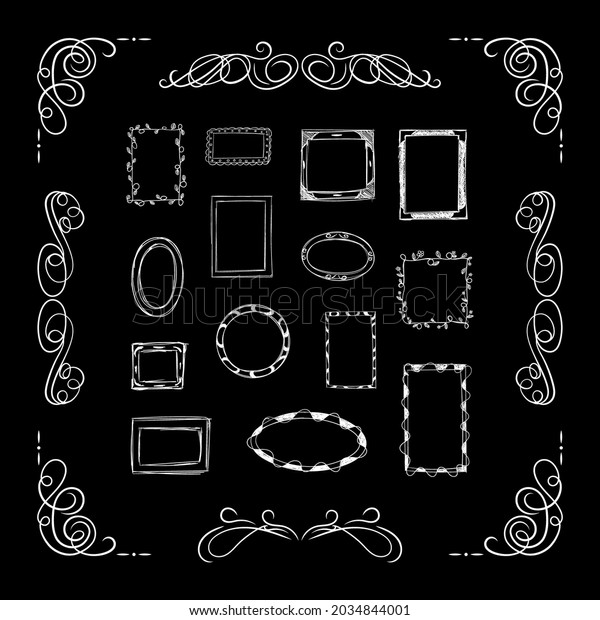 Vector Set Hand Drawn Doodle Frames Stock Vector (Royalty Free ...