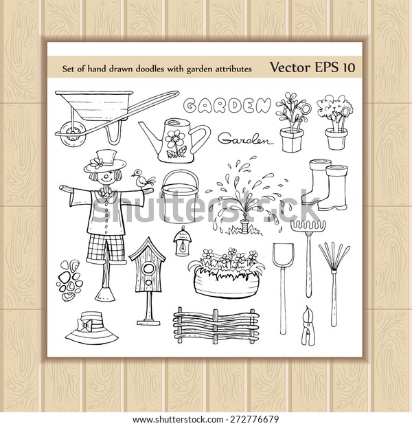 Vector Set Hand Drawn Doodles Garden Stock Vector (Royalty Free ...