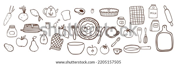 Vector Set Hand Drawn Food Vegetables Stock Vector (Royalty Free ...