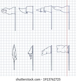 Vector Set Hand Drawn Sketch Flags Stock Vector (Royalty Free ...