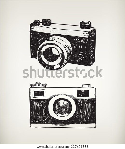 Vector Set Hand Drawn Vintage Cameras Stock Vector (Royalty Free ...