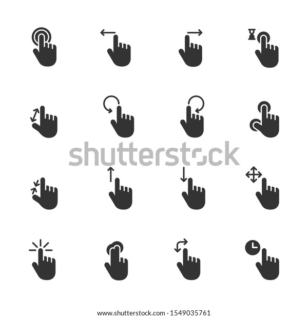 Vector Set Hand Gestures Touch Screen Stock Vector (Royalty Free ...