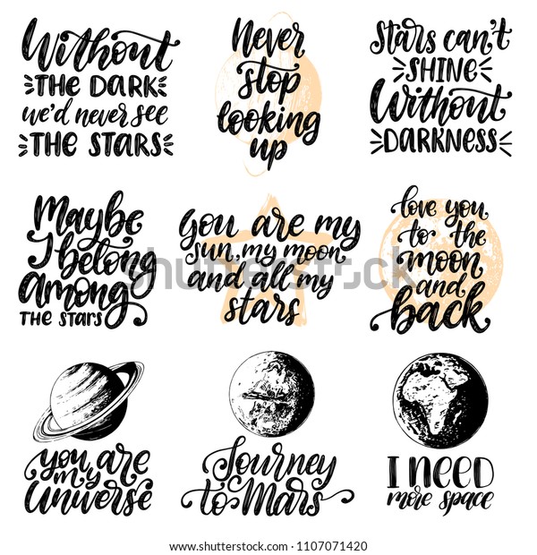 Vector Set Hand Lettering Motivational Phrases Stock Vector (Royalty ...