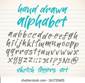 Vector Set Hand Written Abc Letters Stock Vector (Royalty Free) 261720605