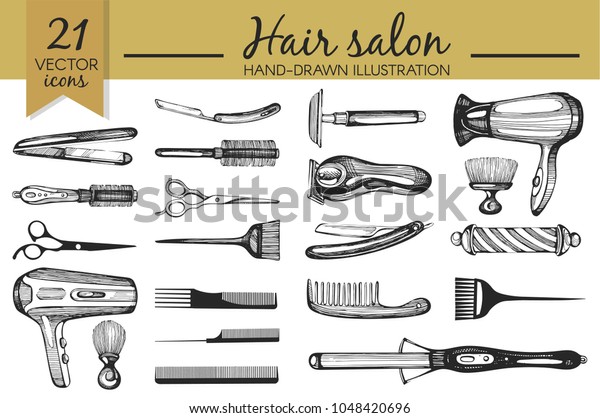 Vector Set Handdrawn Collection Hair Accessory Stock Vector (Royalty ...