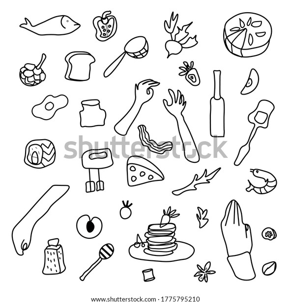 Vector Set Hands Food Clip Art Stock Vector (Royalty Free) 1775795210 ...