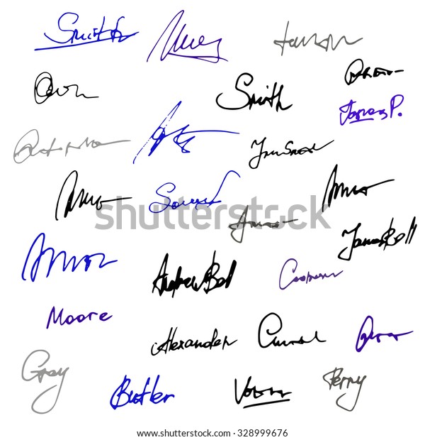 Vector Set Handwritten Signatures Hand Drawn Stock Vector (Royalty Free ...