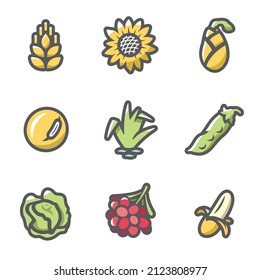 Vector Set Harvest Icons Agriculture Crop Stock Vector (Royalty Free ...