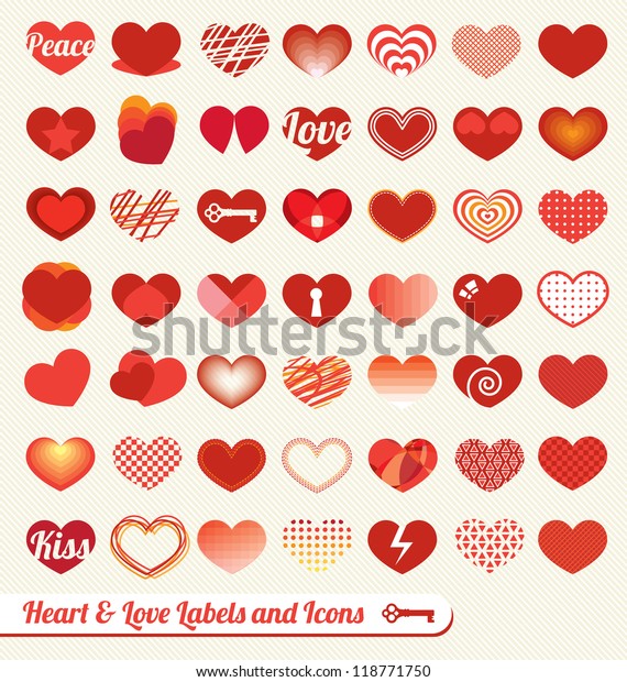 Vector Set Heart Love Labels Icons Stock Vector (Royalty Free ...