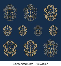 Vector Set Heraldic Alphabet Design Logo Stock Vector (Royalty Free ...