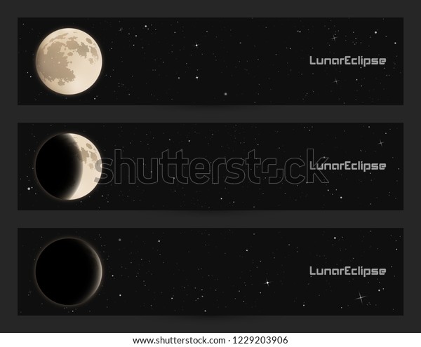 Vector Set Horizontal Banners Full Moon Stock Vector (Royalty Free ...