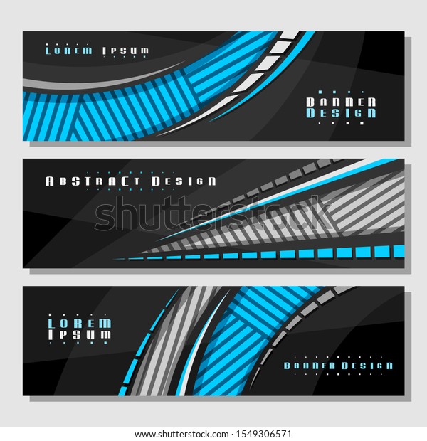 Vector Set Horizontal Futuristic Banners 3 Stock Vector (Royalty Free ...