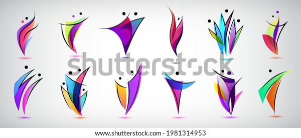 Vector Set Human Body Logos People Stock Vector (Royalty Free ...