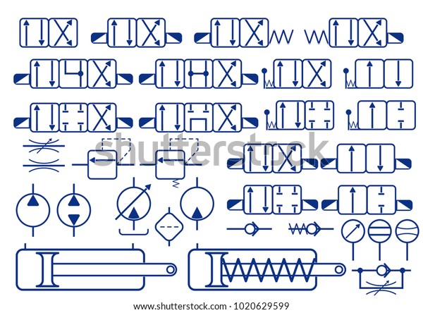 Vector Set Hydraulic Elements Symbols Constructing Stock Vector ...