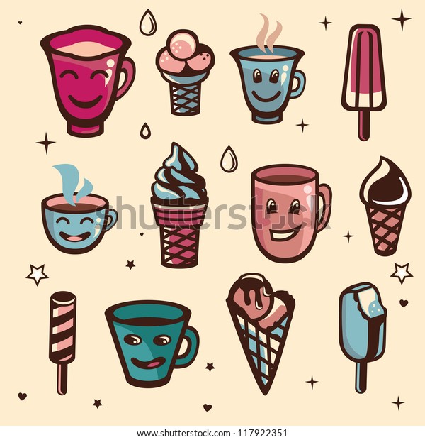 Vector Set Ice Cream Cups Cartoon Stock Vector (Royalty Free) 117922351 ...