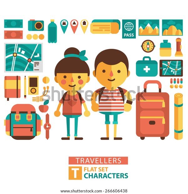 Vector Set Icons Characters Travelers Icons Stock Vector (Royalty Free ...