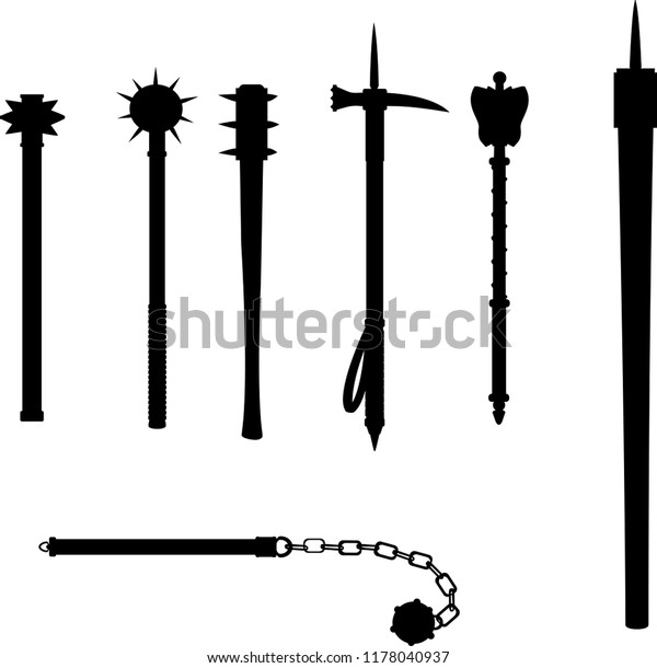 Vector Set Icons Medieval Blunt Weapon Stock Vector (Royalty Free ...